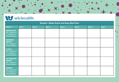 meal plan for a week using ideas from the lesson.