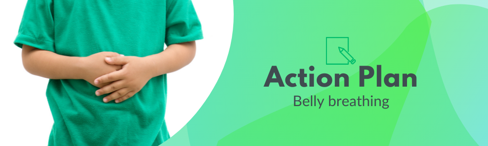 Helping my child relax their body with belly breathing.