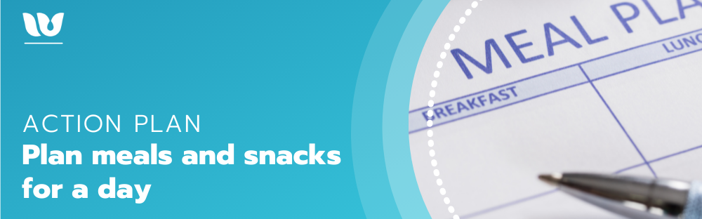 Create a 1-day meal plan using the meal and snack ideas from the lesson.