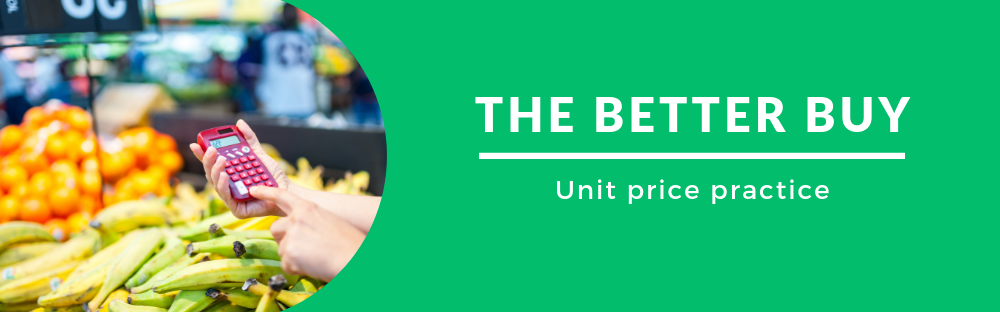 Help me practice comparing unit prices.
