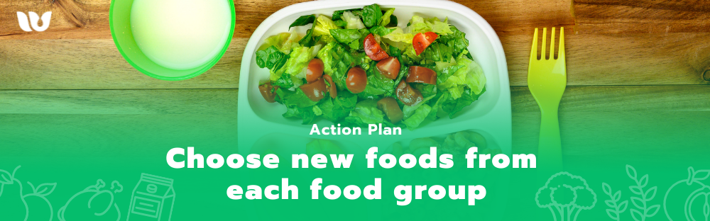 Choose 5 new foods to add to my next meal plan from a list of ...