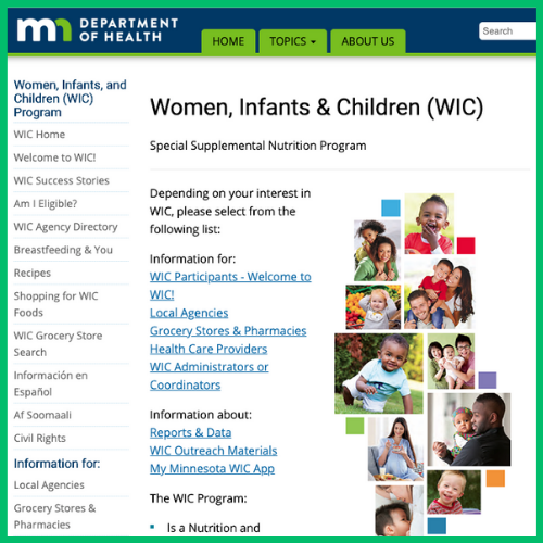 Show me Minnesota's WIC approved foods list and how to use the WIC app.